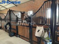 China Black Powder Coated 6ft Horse Stall Panels Front With Barn Door / Window for sale
