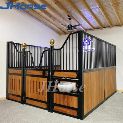 China European Horse Stable Fronts Panels Steel Q235b Wood Weatherproof Stalls Customized Size for sale