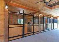 China Readymade Modular Horse Stall Kits , Bamboo / Pine Infill Equine Stall Fronts for sale