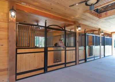 China Readymade Modular Horse Stall Kits , Bamboo / Pine Infill Equine Stall Fronts for sale