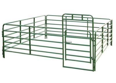 China Pipe Railing Cattle Corral Panels , Portable Corral Panels With Black Green Painted for sale