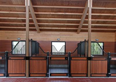 China Stable European Horse Stalls Solid Welded 12 Gauge Steel Tubular Frame Construction for sale