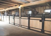 China Fully Welded Steel Horse Stables , Bamboo / Pine Infill Galvanized Horse Stalls for sale