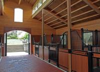 China Black Powder Coating Modular Horse Stalls , Bamboo Infill Premade Horse Stalls for sale