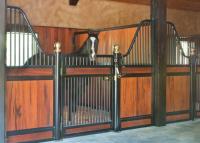 China Black Powder Coating Modular Horse Stalls , Bamboo Infill Premade Horse Stalls for sale