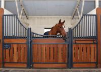 China Portable Bamboo Board Horse Stable Box / Metal Horse Fence With Sliding Door for sale