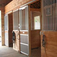 China Bamboo Board Metal Horse Fence Stable Panel With Durable Sliding Door for sale