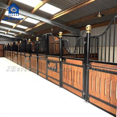 China Heavy Duty Powder Coated Horse Stable Box Equipment Equestrian Horse Stall Front With Feeder Window for sale