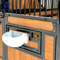 China Heavy Duty Powder Coated Horse Stable Box Equipment Equestrian Horse Stall Front With Feeder Window for sale