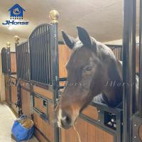 China Portable Prefab Horse Barn Safe Horse Stable Metal Horse Stall Front Boxes With Bamboo Woods for sale