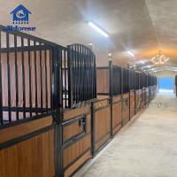 China Portable Prefab Horse Barn Safe Horse Stable Metal Horse Stall Front Boxes With Bamboo Woods for sale