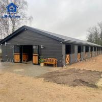 China Portable Prefab Horse Barn Safe Horse Stable Metal Horse Stall Front Boxes With Bamboo Woods for sale