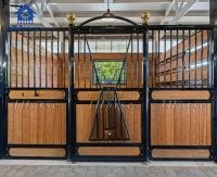 China Luxury Wood High Density Farm Equestrian Horse Stable Stalls Fronts Horses Sliding Door for sale