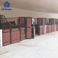 China 14ft Internal Bamboo Steel Frame Black Powder Coated Horse Stable Front Equipment Horse Stall Panels Box With Window for sale