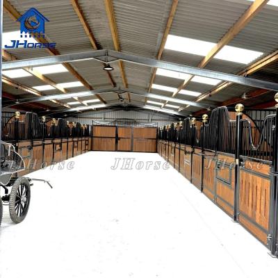 China Heavy Duty Powder Coated Horse Stable Box Equipment Equestrian Horse Stall With Feeder Window for sale