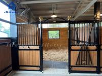 China 12ft Solid Horse Stalls Horse Stables Panels Fronts With Bamboo Wood And Sliding Door for sale