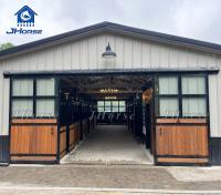 China 12ft Solid Horse Stalls Horse Stables Panels Fronts With Bamboo Wood And Sliding Door for sale