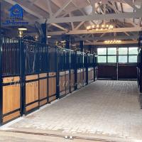 China 12ft Solid Horse Stalls Horse Stables Panels Fronts With Bamboo Wood And Sliding Door for sale