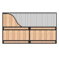 China Steel Farm Fence Portable 3.5m Barn Stall Fronts With Teak Wood Double Door Design for sale