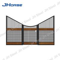 China Black Powder Coating Horse Stall Fronts Corrosion Resistant With Feeder for sale