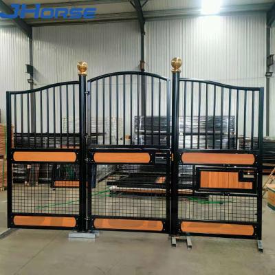 China Black Powder Coating Horse Stall Fronts European Bamboo Infill Economical Wood for sale