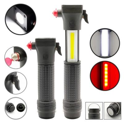 China 7.6X4.1X16.5 (23.3)CM LED COB Work Light Emergency Hammer Belt Cutter Red Warning for sale