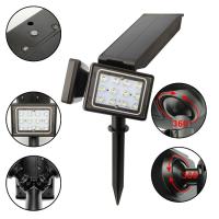 China 24.5x15x14cm solar powered garden lED lights Double Heads 24LED ABS 2000mah 18650 Lithium Battery for sale