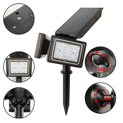 China 24.5x15x14cm solar powered garden lED lights Double Heads 24LED ABS 2000mah 18650 Lithium Battery for sale