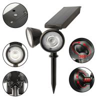 China 16LED ABS Solar Powered Garden LED Lights Double Heads 2000mah 18650 Lithium Battery 25x14x16.5cm for sale