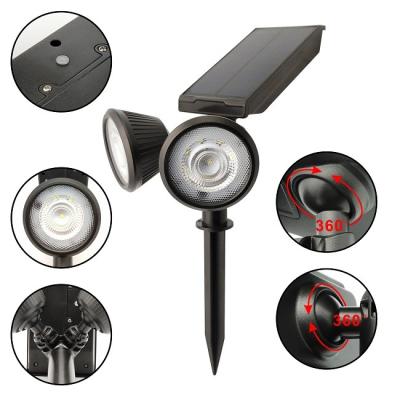 China 16LED ABS Solar Powered Garden LED Lights Double Heads 2000mah 18650 Lithium Battery 25x14x16.5cm for sale
