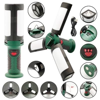 China Rechargeable LED Camping Lantern 3 Leaves SMD Panels Flood Beam LED Work Light Foldable Magnet Handheld for sale
