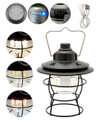 China 5V 1A LED Portable Retro Camping Lamp With Carrying Handle Garden ABS Handle for sale