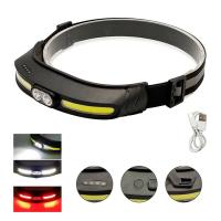 China High Power cOB headlight Rechargeable 3W 2pcs XPE LED COB-XPE-COB Red-XPE Flash-COB Red SOS for sale