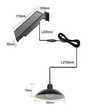 China Classic Solar Hanging Light 1 light light φ18x7cm solar panel 17x10.5x3cm ABS Black 29pcs SMD 2835 for sale
