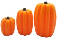 China Wax Pumpkin LED Light 3pk With Freehand Sketch 10*10*15cm 8*8*12cm 6.5*6.5*7.5cm for sale