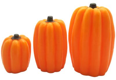 China Wax Pumpkin LED Light 3pk With Freehand Sketch 10*10*15cm 8*8*12cm 6.5*6.5*7.5cm for sale