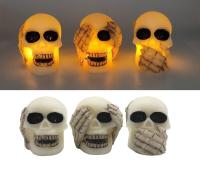 China White Wax Skull LED Light With Freehand Sketch 7.5*10.5*10cm 8.5*10.5*10cm 7*10.5*10cm for sale