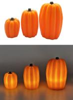 China Wax Pumpkin LED Light 3pk With Freehand Sketch 10*10*15cm 8*8*12cm 6.5*6.5*7.5cm for sale