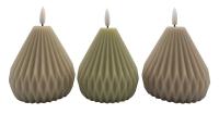China Halloween Christmas Wax Lantern Candle Round LED Light 3pk 9.3*9.3*10.4(13.4)Cm 1CR2032 for sale