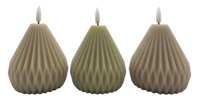 China Halloween Christmas Wax Lantern Candle Round LED Light 3pk 9.3*9.3*10.4(13.4)Cm 1CR2032 for sale