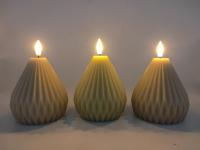 China Halloween Christmas Wax Lantern Candle Round LED Light 3pk 9.3*9.3*10.4(13.4)Cm 1CR2032 for sale