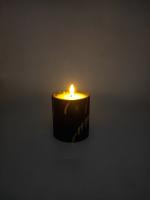 China Cement LED Candle Light 8.9*8.9*10(12.7)Cm 510g With Black Golden Dropping Painting for sale