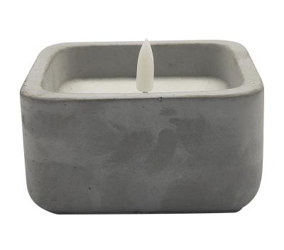 China Christmas Halloween Cement Square LED Candle Light 10.2*10.2*5.3(6.2)Cm for sale