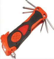 China 7 In 1 Multifunction Auto Tool Tire Pressure Gauge Warning Light Siren Hammer Safe Belt Knife Flashlight Screwdriver for sale