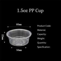 China Leak Resistant 1.5oz Transparent PP Food Cup For Condiment Dessert Portion Control for sale
