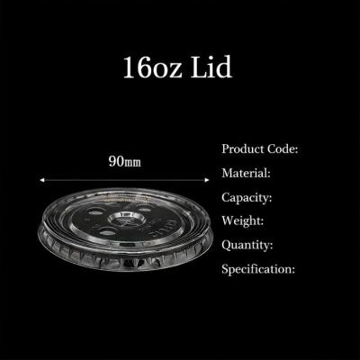 China Custom Logo Print 16oz Disposable Plastic Lid Leak Proof Design For Cold Drinks for sale