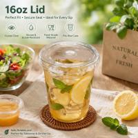 China Custom Logo Print 16oz Disposable Plastic Lid Leak Proof Design For Cold Drinks for sale