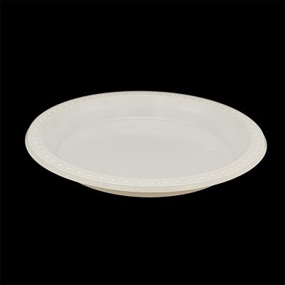 China 9 Inch Food Grade HIPS Disposable Plate Black White Color Stackable Design OEM for sale