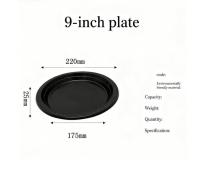 China 9 Inch Food Grade HIPS Disposable Plate Black White Color Stackable Design OEM for sale