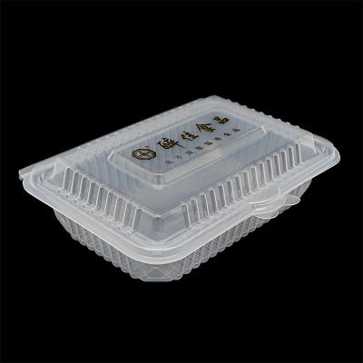 China 750ml Clear Hinged Lid PP Plastic Food Container Rectangular Shape For Ready Meals for sale